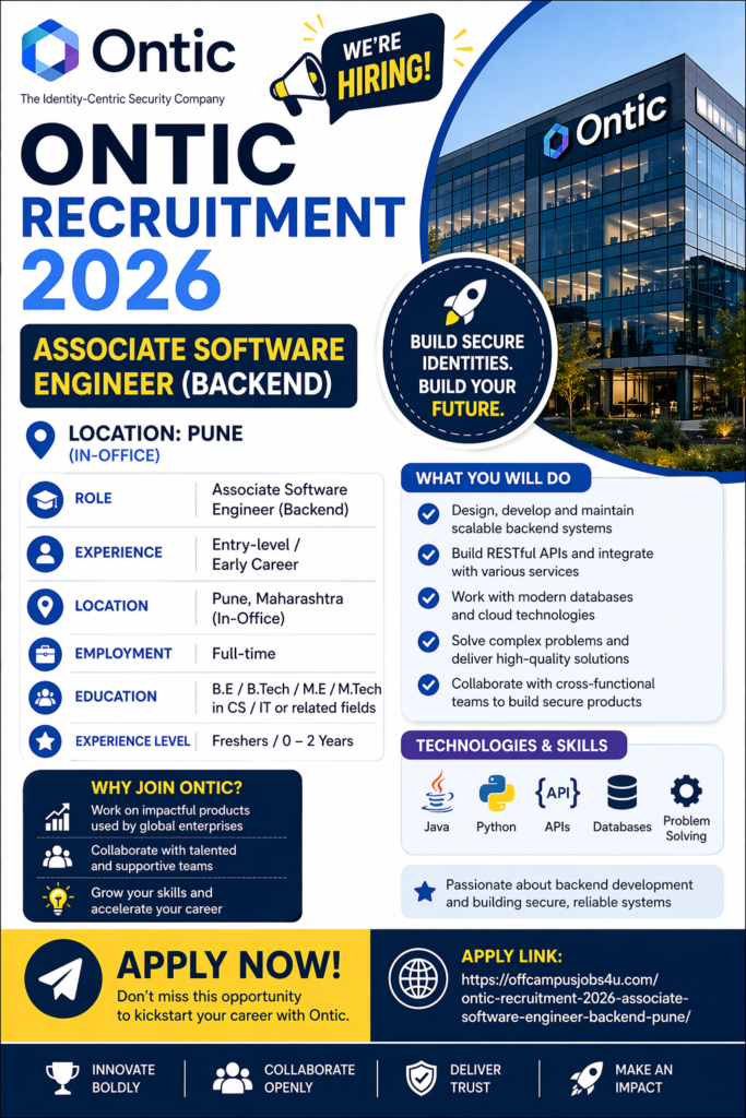 Ontic Recruitment 2026: Associate Software Engineer (Backend) | Pune ...